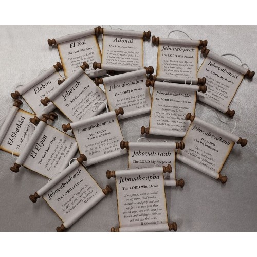 OLD TESTAMENT Names of God Scroll Ornaments Set | Scrolls Unlimited, Inc.